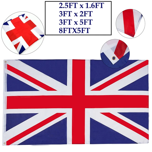 LARGE BRITAIN FLAG Union Jack Flags 5x3ft 3x2ft 8x5ft Sizes Sport Event ...