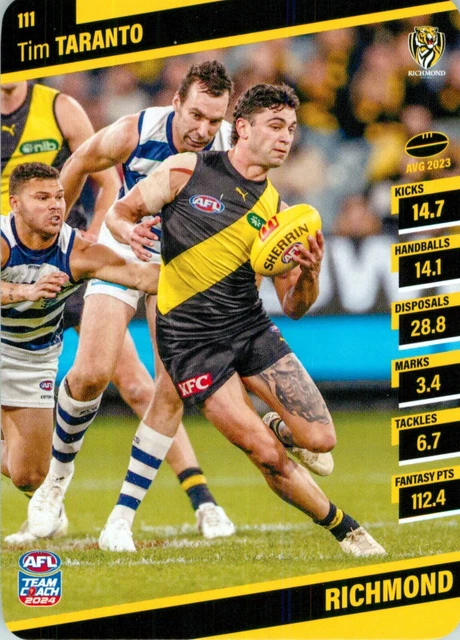 2024 RICHMOND TIGERS AFL TeamCoach Card - Tim Taranto $4.49 - PicClick AU