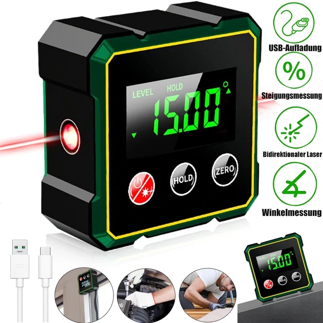 MINI DIGITAL WINKELMESSER Wasserwaage Magnetisch LCD Neigungsmesser Mit ...
