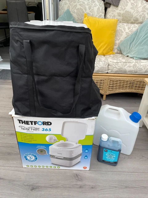 THETFORD PORTA POTTI 365 Portable Toilet, Cover and Chemicals - NEVER ...