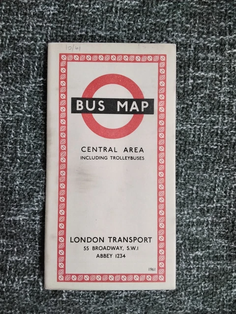 LONDON TRANSPORT BUS Map Central Area Including Trolleybuses 1961 £3.00 ...