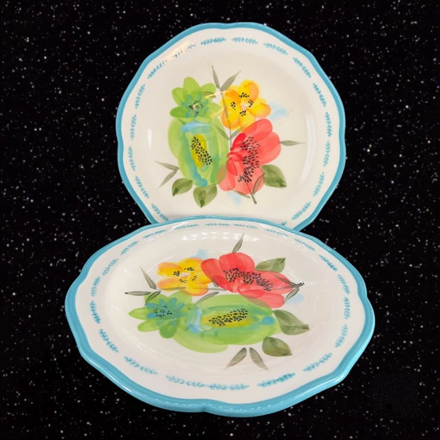 THE PIONEER WOMAN Vintage Bloom Ceramic Plate Dish Set 2 Dishes Plates ...
