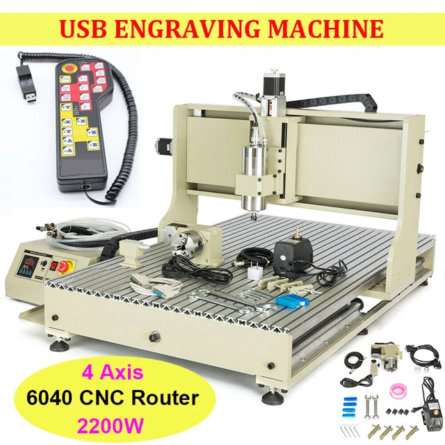 USB 4 AXIS 2.2KW CNC 6090Z CNC Router Small Wood Metal Engraving ...