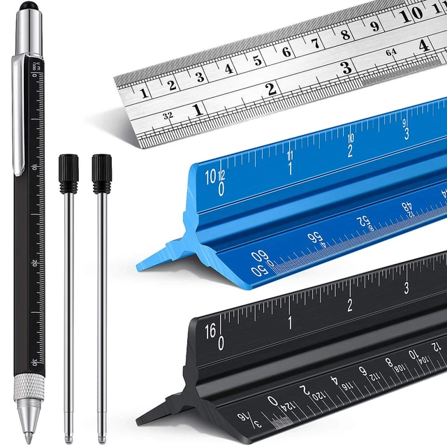 12 INCH ARCHITECTURAL and Engineering Scale Ruler Set, Aluminum ...