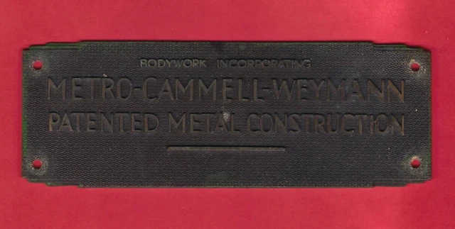 BUS BADGE ~ Metro Cammell Weymann - Patented Metal Construction - Cast ...