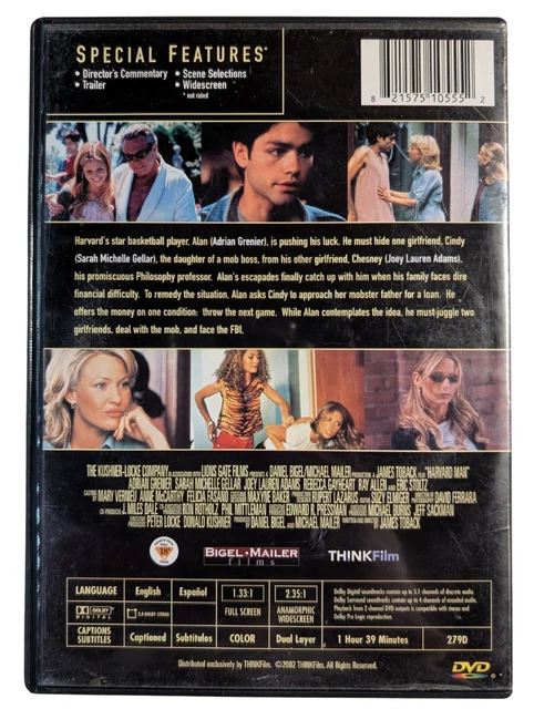 HARVARD MAN (DVD, 2001) Adrian Grenier & Sarah Michelle Gellar $4.50 ...