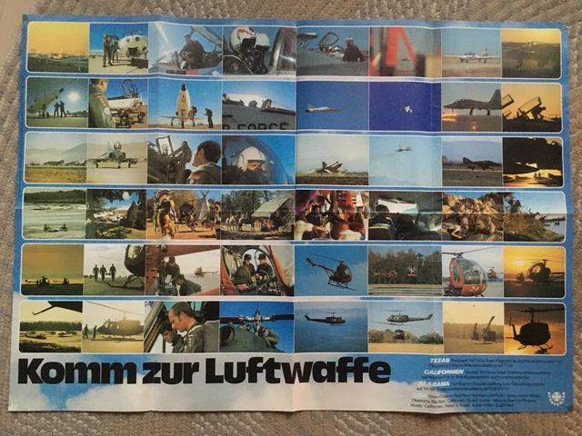 BUNDESWEHR POSTER HEER "Komm zur Luftwaffe" 83cm x 59cm, 70er Jahre EUR ...