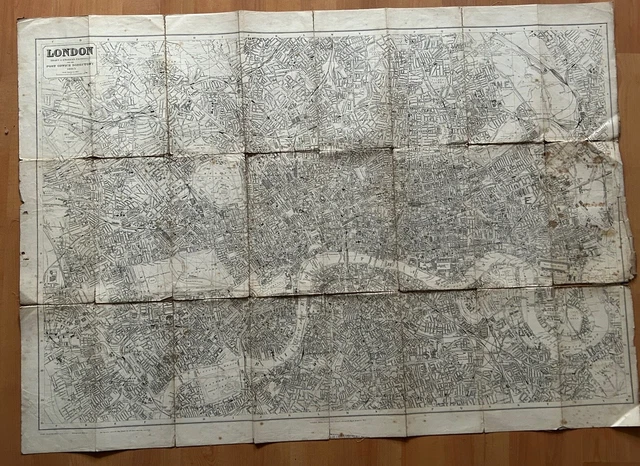 1903 LONDON LARGE Linen Backed Folding Map 107 cm x 76 £42.00 - PicClick UK