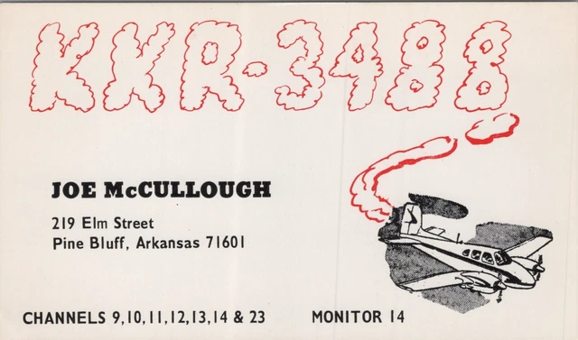 VINTAGE CB RADIO QSL postcard Joe McCullough 1970s Pine Bluff Arkansas ...