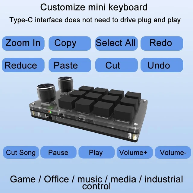 NEW CUSTOM KEYBOARD Volume Button Knob Programming Bluetooth A8 Macro ...