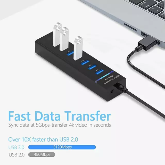 7 PORTS USB Hub 3.0 High Speed Splitter Adapter Extension Cable for PC ... 7 PORTS USB Hub 3.0 High Speed Splitter Adapter Extension Cable for PC ...