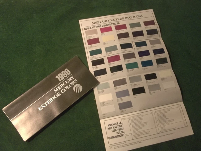 1996 MERCURY EXTÉRIEUR Color Chart Brochure - Grand Marquis Cougar XR7 ...