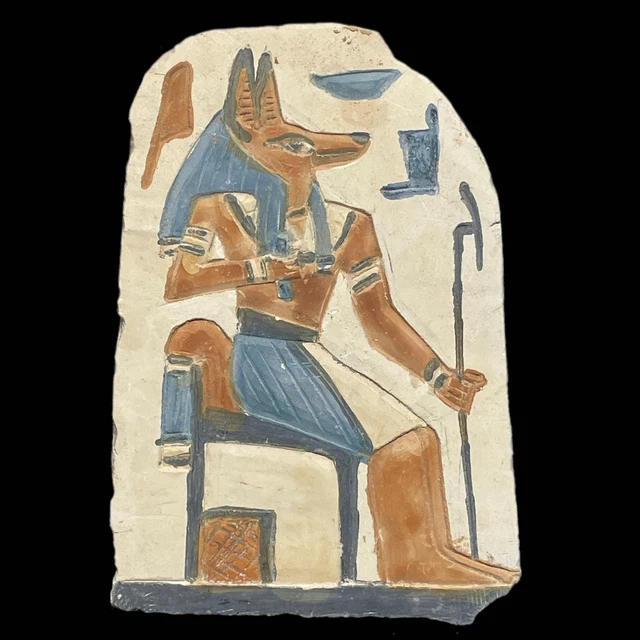 ANCIENT EGYPTIAN HEAVY STONE PLAQUE DEPICTING THE GOD ANUBIS - 664 ...