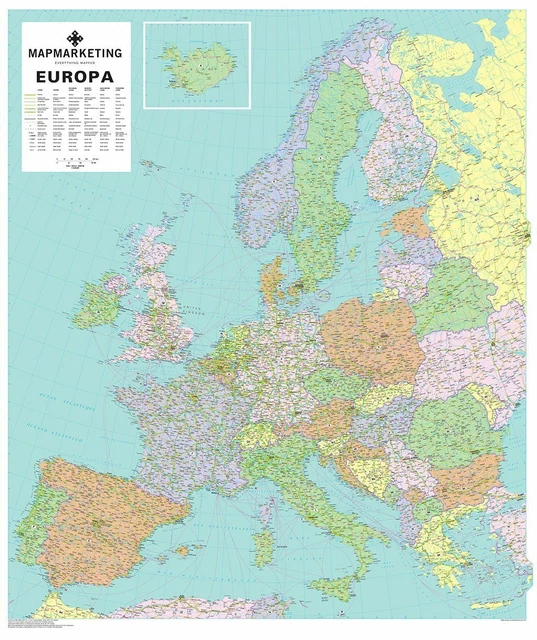 EUROPA POLITICAL WALL Map of Europe Paper EUR 26,22 - PicClick DE