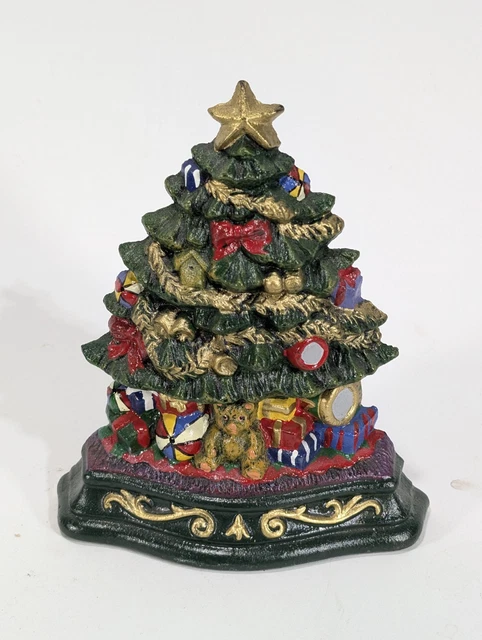 VINTAGE 8” JOHN Wright Studios Cast Iron Door Stop Winter Christmas ...