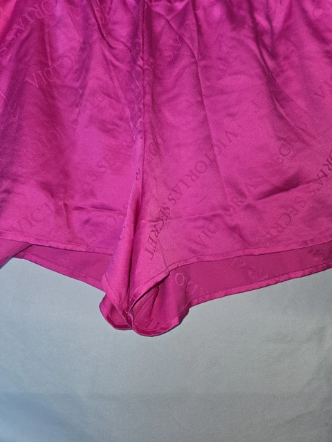 VICTORIA'S SECRET WOMENS Pink SpellOut Silky Satin Pajama Shorts Size ...