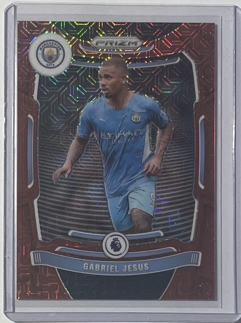 2021-22 PANINI PRIZM Premier League Soccer GABRIEL JESUS Red Mojo 70/ ...