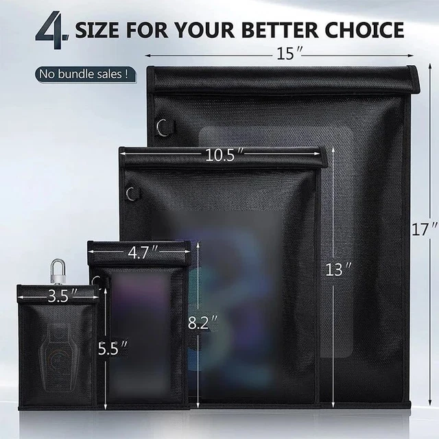 CAR KEY SIGNAL Blocker Large Faraday Pouch RFID Blocking Bag Anti-Theft ...