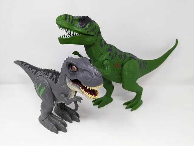ZURU ROBO ALIVE T-Rex Walking and Roaring Dinosaur & T Rex Green Asda ...