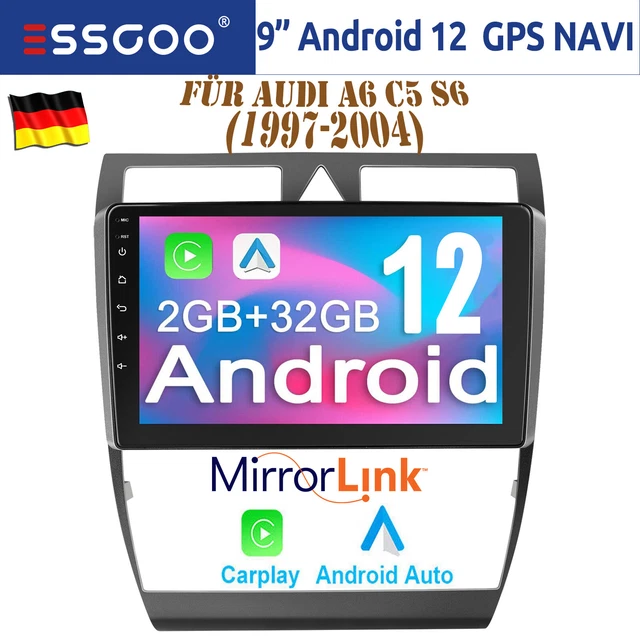 9& CARPLAY ANDROID 12 Autoradio GPS Navi IPS RDS HIFI Pour Audi A6 C5 RS6 1997-04 EUR 121,00 ...