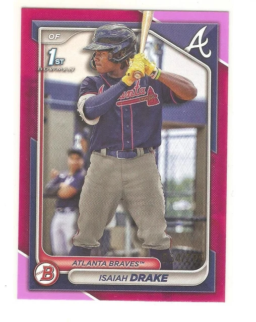 2024 BOWMAN ISAIAH DRAKE 1° ROSA FUSCHIA/299 SP parallelo BP-21 Atlanta ...