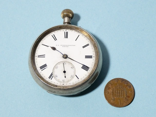 1901 H. SPIEGELHALTER Whitby Silver Pocket Watch GOOD BALANCE but 4 ...