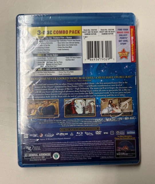 BEAUTY AND THE Beast (Blu-ray/DVD, 2010, 2-Disc Set, Diamond Edition ...
