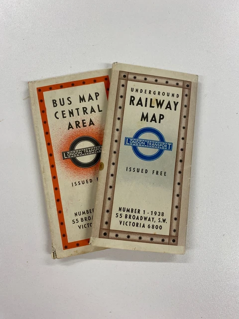 PRE WAR LONDON Transport Underground Railway Map No. 1 1938 and Bus Map ...
