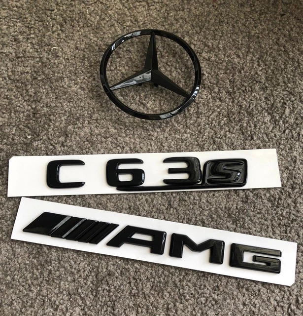 GLOSS BLACK C63S AMG Trunk Logo Sticker Decal Emblem Badge for W205 ...