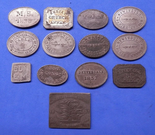 SCOTTISH CHURCH COMMUNION Tokens 1720's-1850's Lead / WM Various: See ...