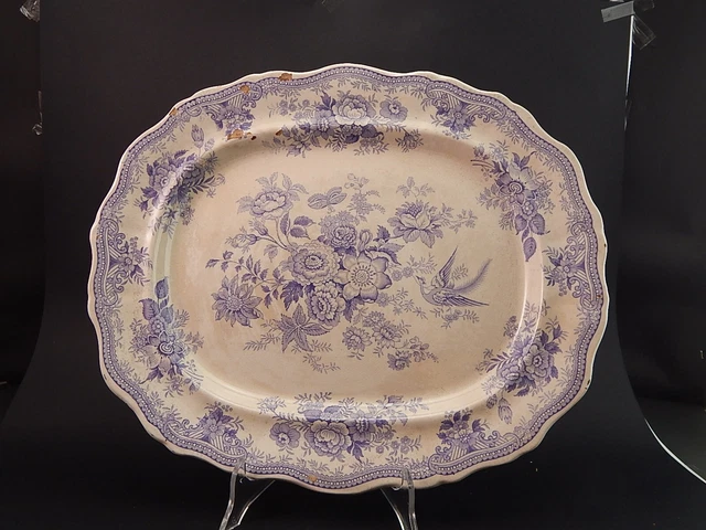 ANTIQUE RARE PRIMAVESI & Sons Swansea Asian Pheasants Fine 800 Ceramic ...