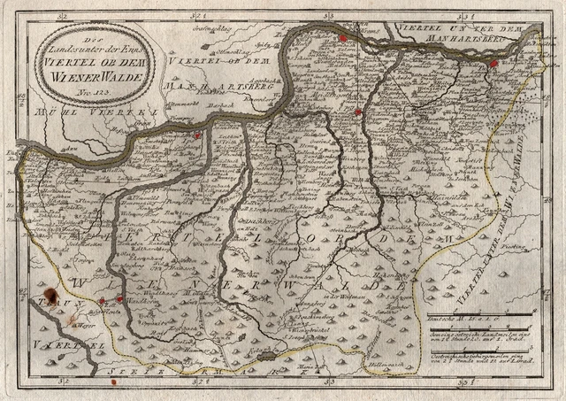 BAJA AUSTRIA MOSTVIERTEL Original Grabado Mapa de País Reilly 1791 EUR ...