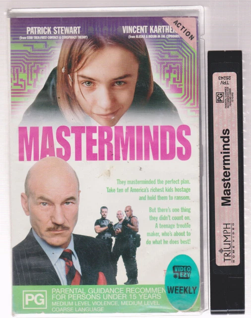 RARE VHS VIDEO Tape MASTERMINDS Ex-Rental Big Box Stewart Video Ezy $17 ...
