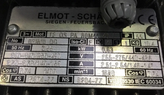 ELMOT SCHÄFER ELECTRIC motor + hydraulic pump / TE OS PA 80M4A-40H £572 ...