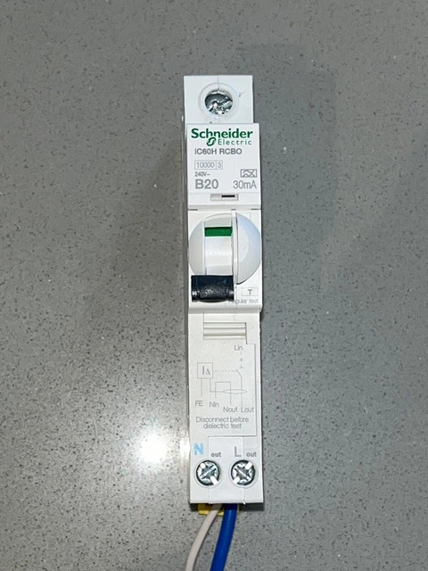 SCHNEIDER ELECTRIC IC60H RCBO 30mA B20 20A 20 amps £20.00 - PicClick UK