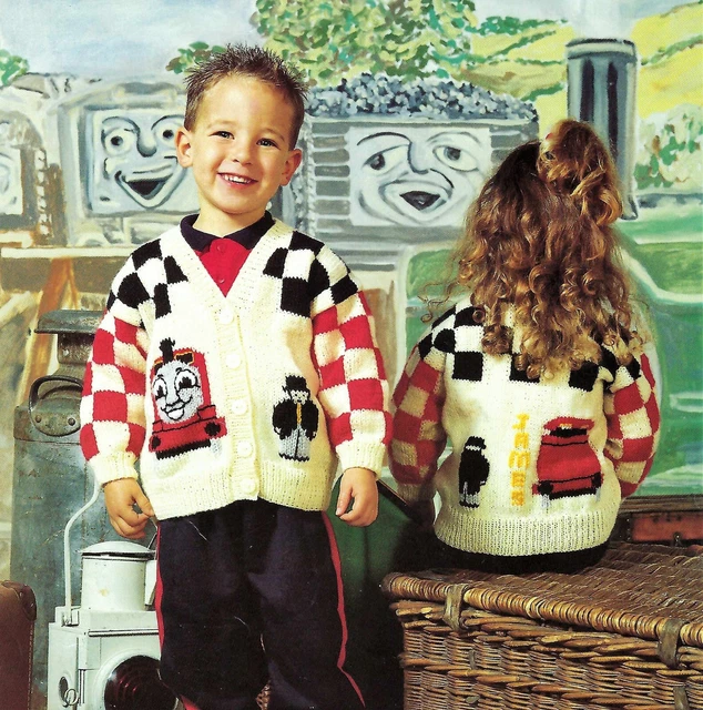 JAMES TRAIN MOTIF Cardigan Thomas Tank Engine Jacket KNITTING PATTERN ...