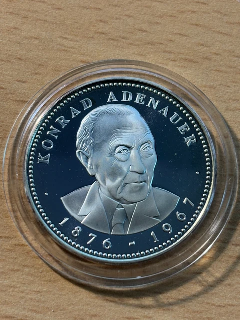 KONRAD ADENAUER, SILBER PL mit Kapsel Sammlerstück Medaille EUR 6,95 ...