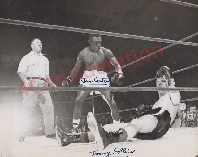 VINTAGE BOXING PHOTO Jim Cotton Stands over Tommy Collins Knockdown $39 ...