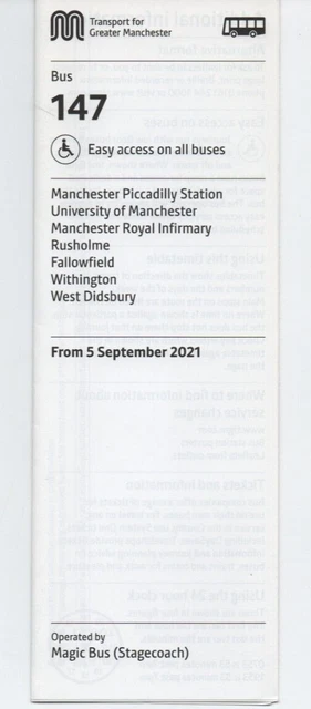 TFGM BUS TIMETABLE - 147 - Manchester-West Didsbury - Sept 2021 ...