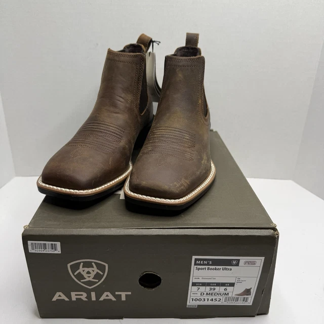 ARIAT SPORT BOOKER Ultra Chelsea Boots Men’s 7D Distressed Tan 10031452 ...