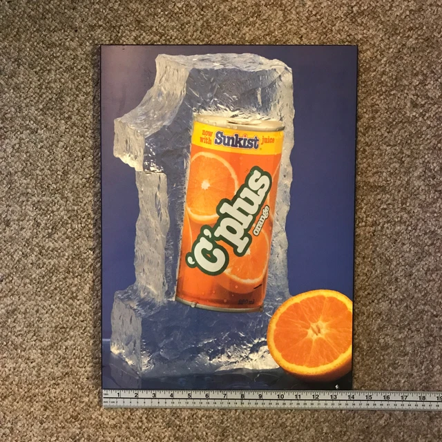 C'PLUS C PLUS Orange Soda 1 Ice Mounted Poster Plaque Vintage Sunkist ...