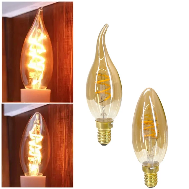 VINTAGE E14 4W 220V Retro COB Filament LED Candle Light Bulbs Warm ...