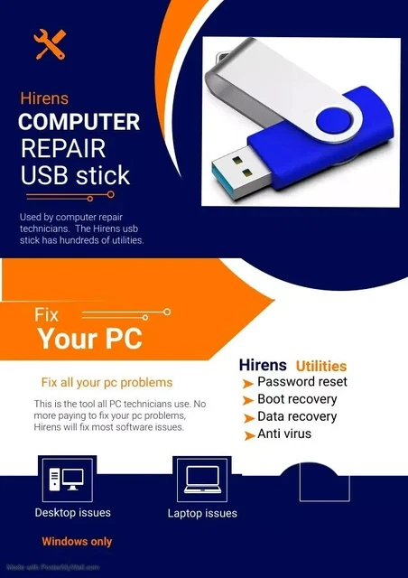 HIRENS BOOTCD USB Live Disk 2024 Windows Recovery Fix & Repair ...