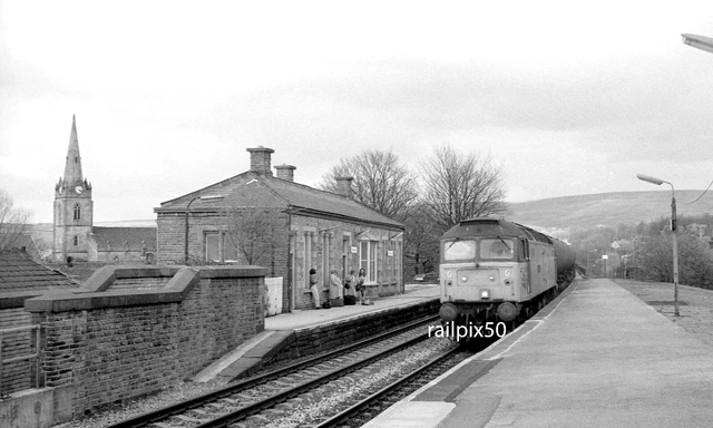 ORIGINAL RAILWAY NEGATIVE Class 47 loco 47278 Littleborough station L&Y ...