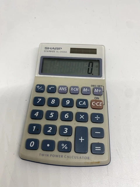 SHARP ELSIMATE EL-240 SA Dual Powered Calculator Tested & Working No ...
