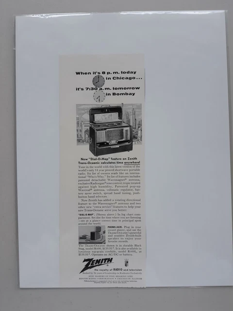 ZENITH 1955 DIAL-O-MAP Trans-Oceanic Radio Tuner Time Vintage Magazine ...