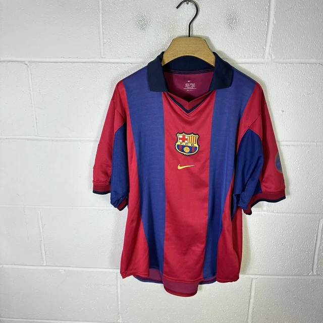VINTAGE FC BARCELONA Football Shirt Mens Medium Nike 2000/01 Home #10 ...