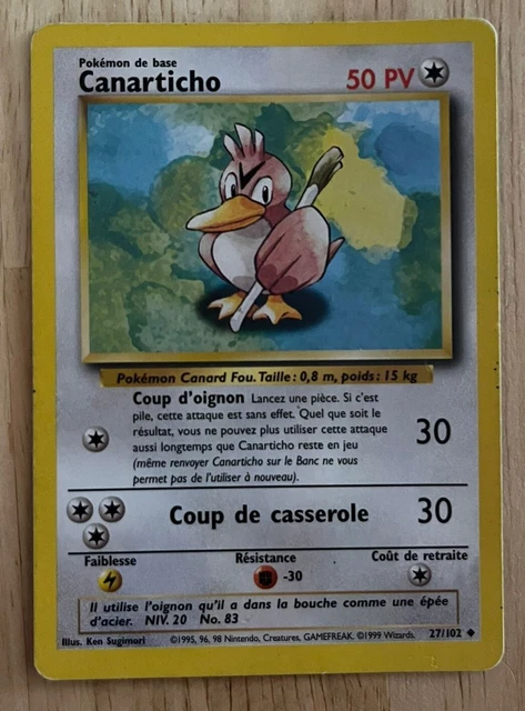 CARTE POKÉMON - Canarticho 27/102 Set de Base Édition 1 Wizards FR EUR 8,00 - PicClick FR