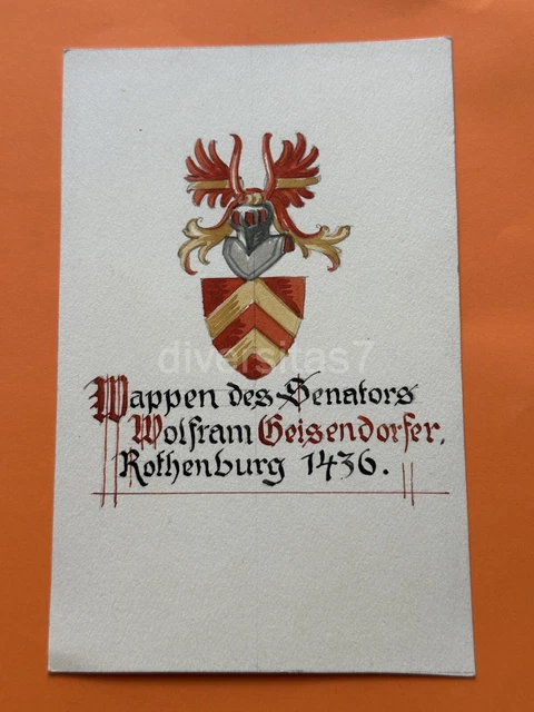 ALTE WAPPEN KARTE des Senators Wolfram Geisendorfer Rothenburg 1436 ...