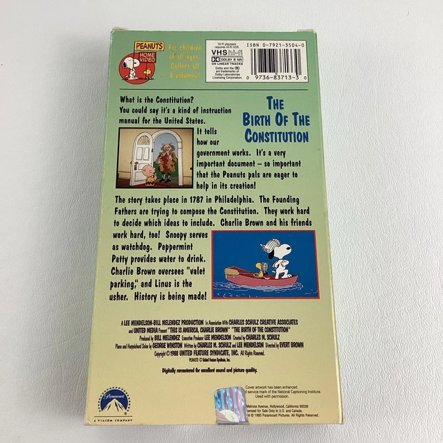 THIS IS AMERICA Charlie Brown VHS Tape The Birth Of The Constitution ...